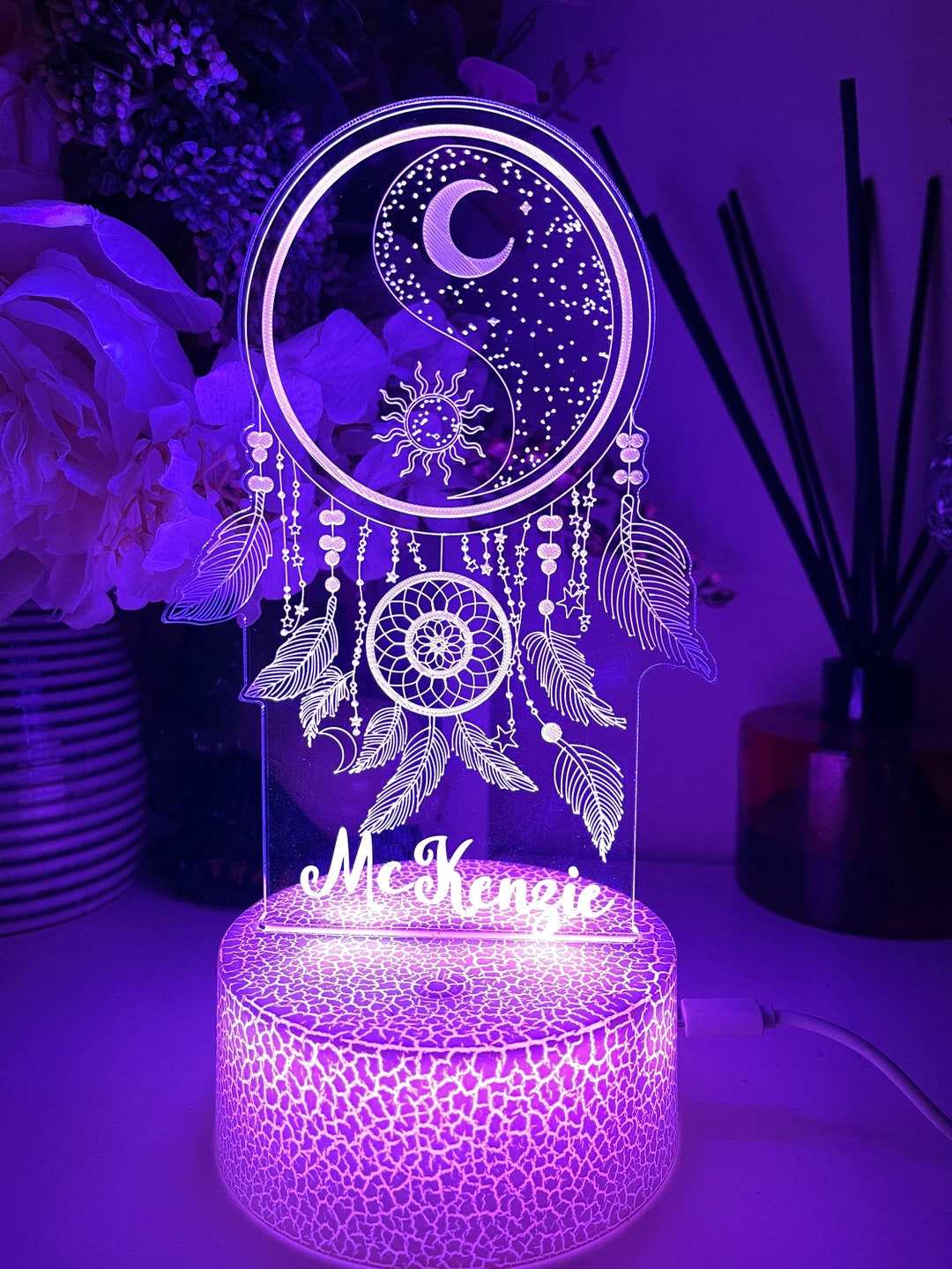 Personalized Dream Catcher Night Light | 16-color LED Table Lamp - Etsy