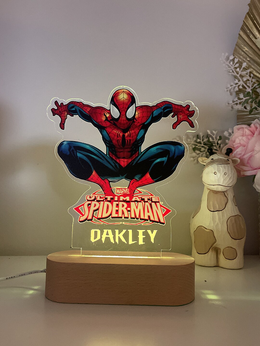 Personalised Spiderman Colourful Night Light/ 16 Colours - Etsy Australia