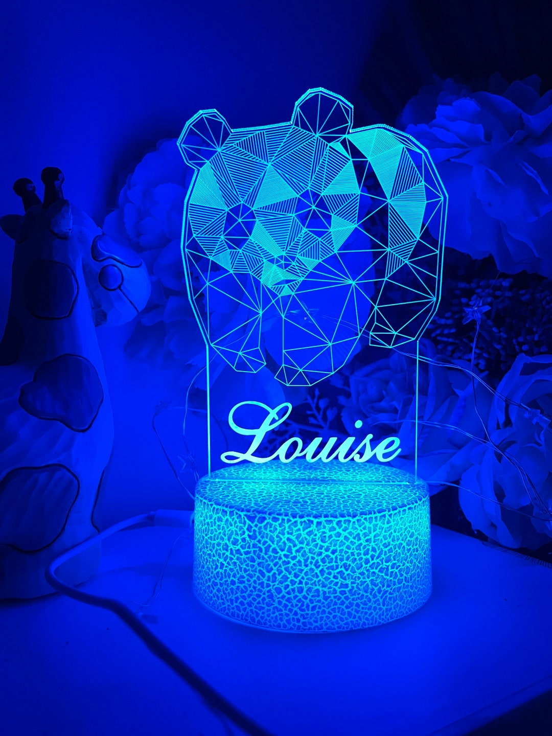 Personalised 3D Panda |table Lamp|16 Colours Remote|birthday Gift ...