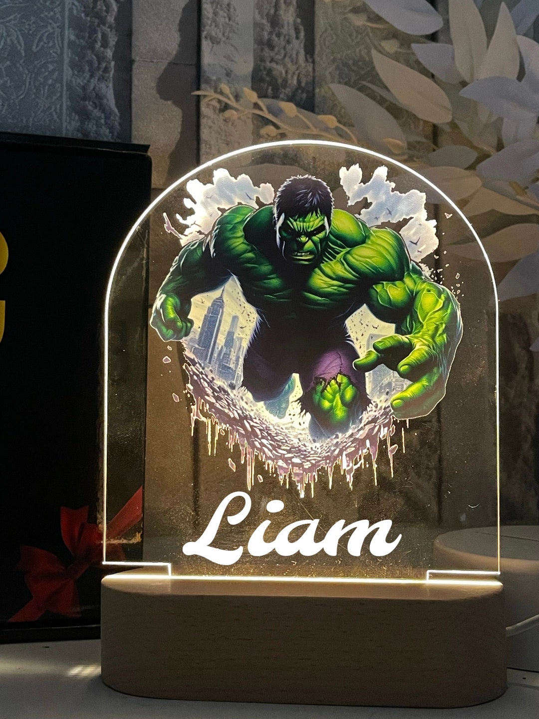 Personalised Hulk Superhero Night Light |custom Name | Birthday Gift ...