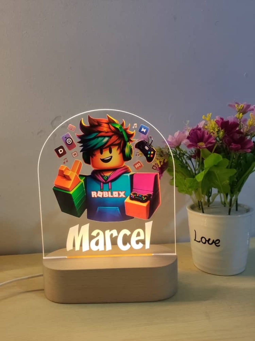 Personalised Roblox Night Light |custom Name | Birthday Gift | Kid ...