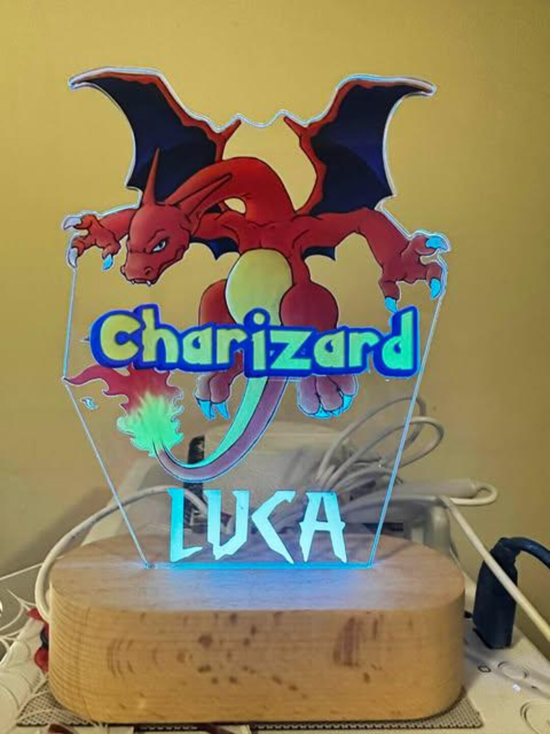 Personalized Charizard Dragon Night Light | Custom Name, Kid's Room ...