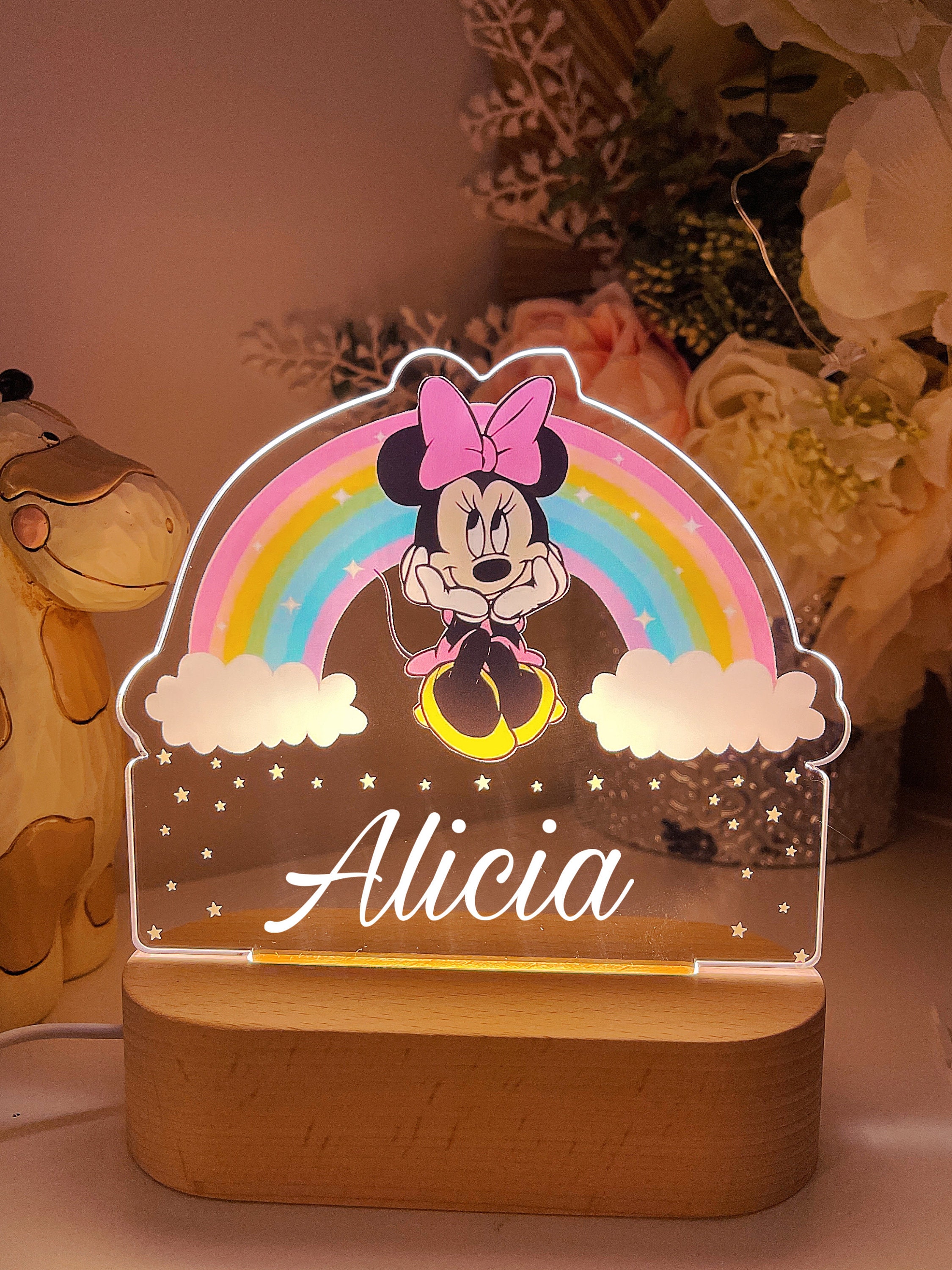Personalized Minnie Mouse Rainbow Night Light | Kid Nursery Decor - Etsy