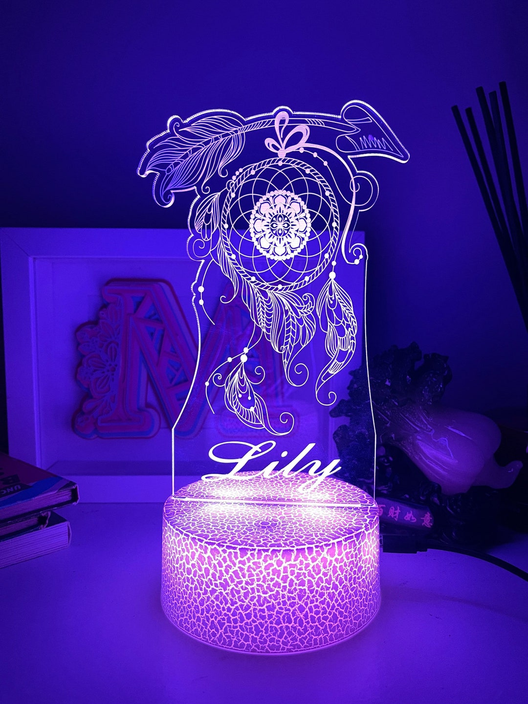 Personalized Dream Catcher Night Light | 16 Color Remote Lamp - Etsy ...