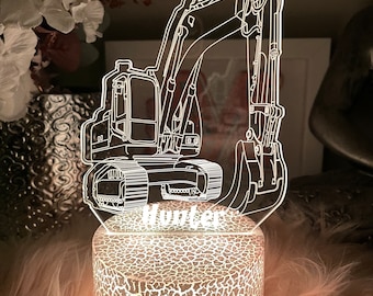 Excavator Night Lamp - Etsy