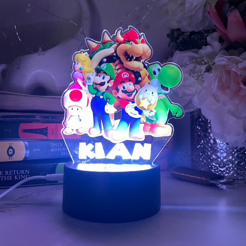 Personalized Super Mario Night Light: 16-color LED, Remote Control ...