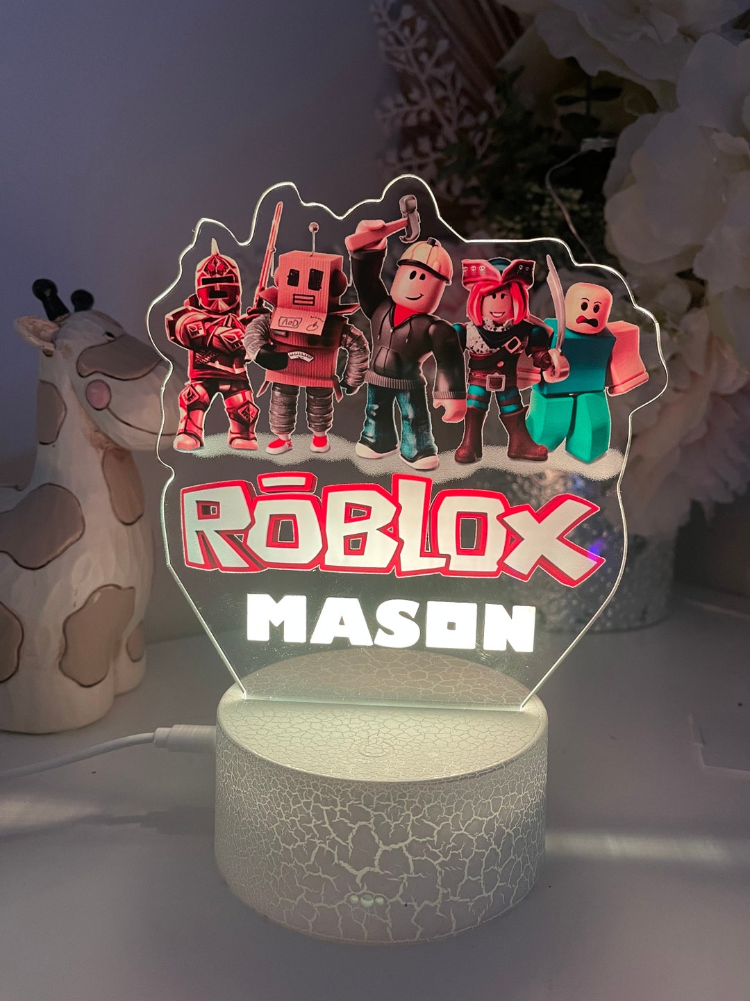 Personalized Roblox Night Light, 3D Acrylic, Color Changing Remote - Etsy