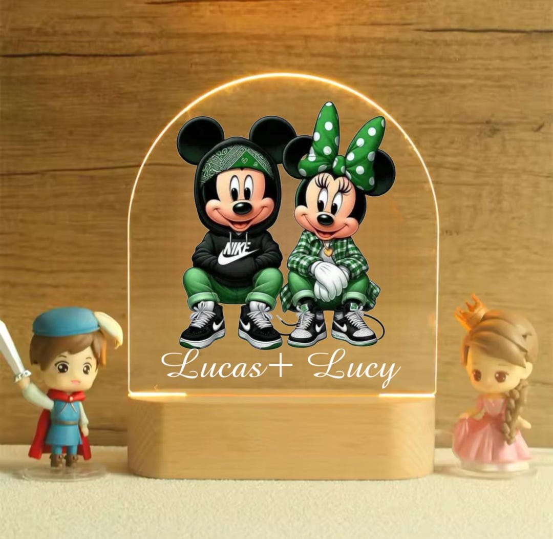 Personalised Minnie Mickey Night Light custom Name Birthday Gift Kid ...