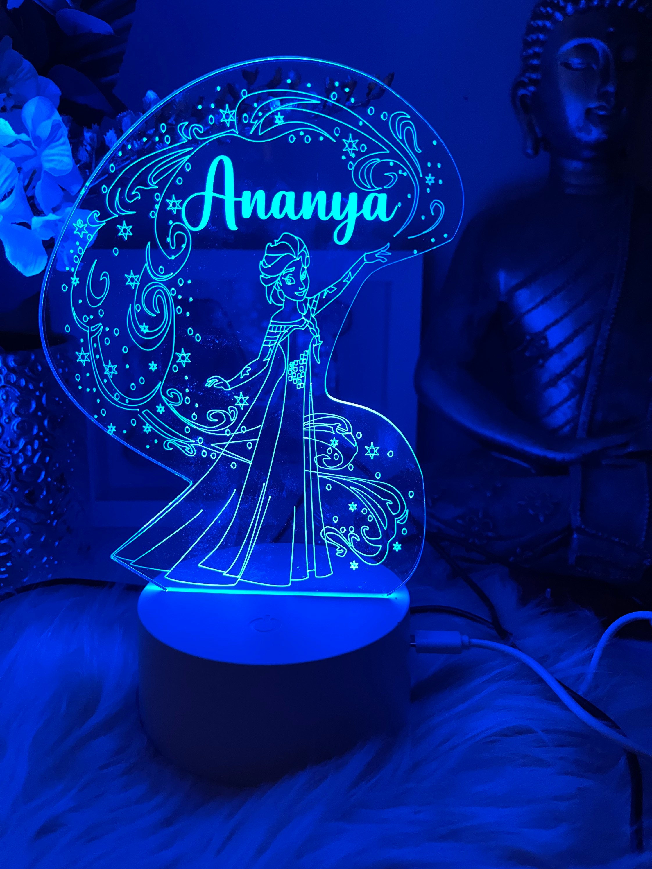 Personalised Elsa Frozen table Lamp16 Colours - Etsy