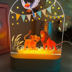 Personalised Lion King Night Light |custom Name | Birthday Gift | Kid ...
