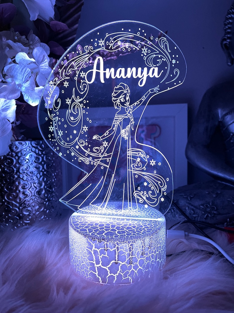 Personalised Elsa Frozen table Lamp16 Colours - Etsy