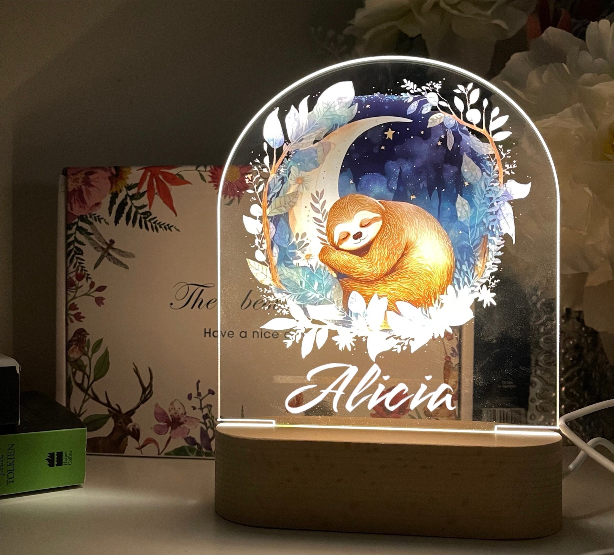 Personalised Sloth Australian Animal Night Light custom Name - Etsy