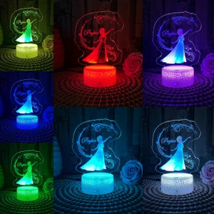 Personalised Elsa | Colourful Night Light/ Colours Change Remote ...