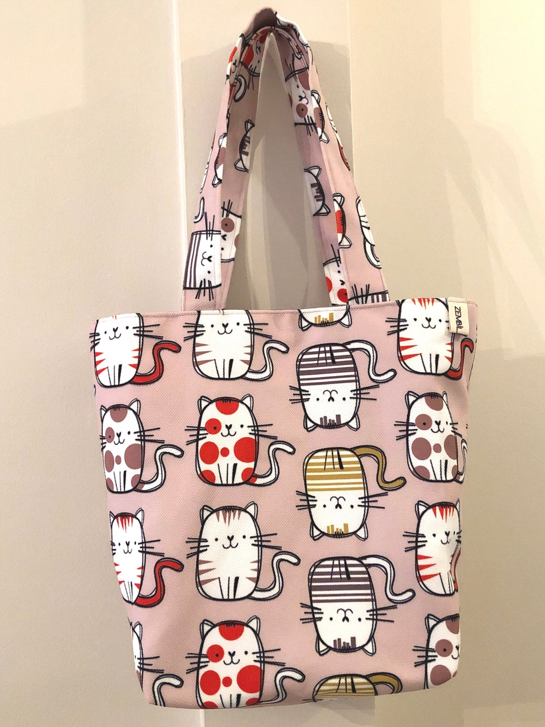 Pink Cat Print Tote Bag: Eco-friendly Handmade Shoulder Bag - Etsy