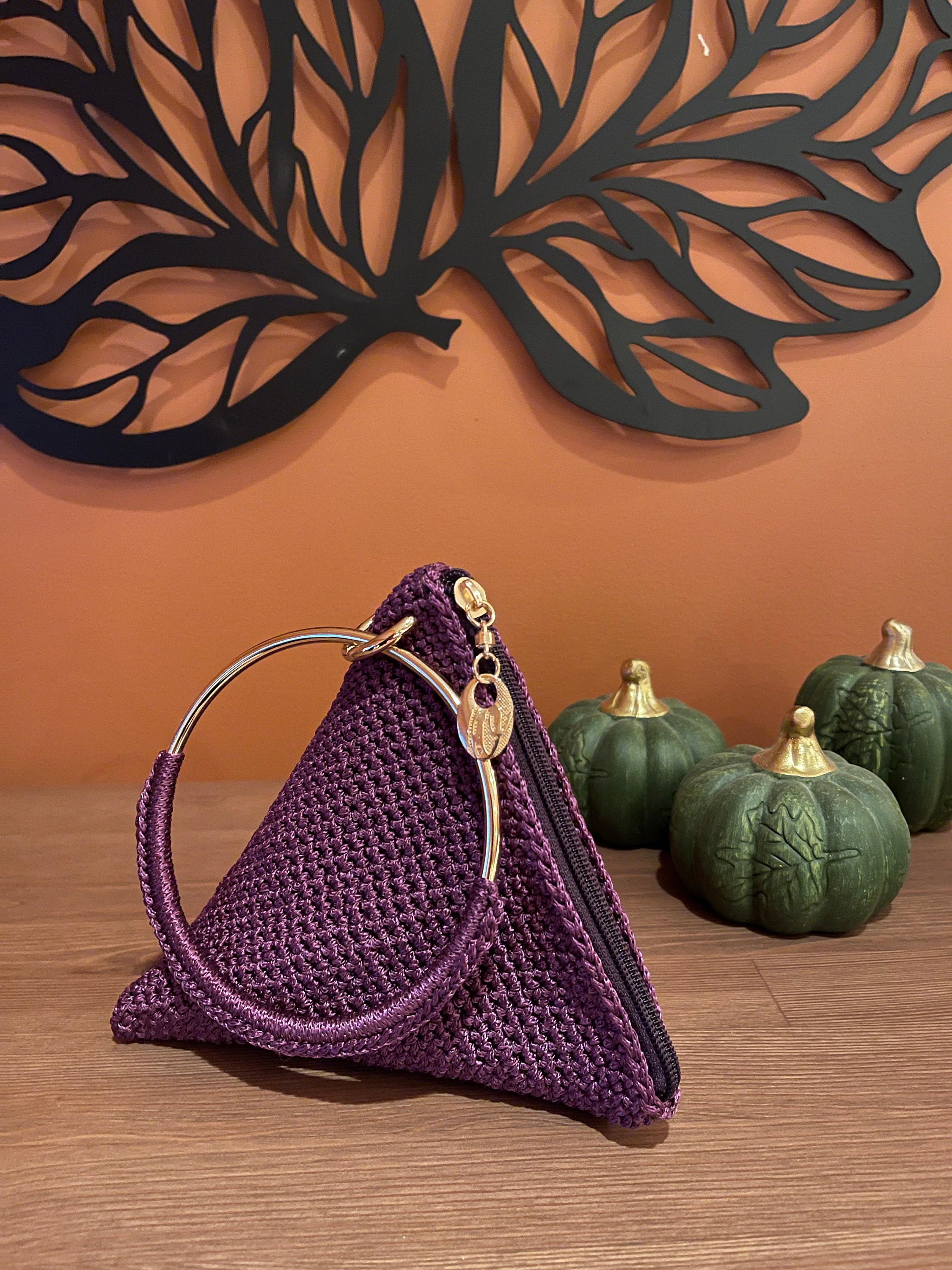 Pyramid Triangle Crochet Handmade Purse Small Knitted Hand - Etsy