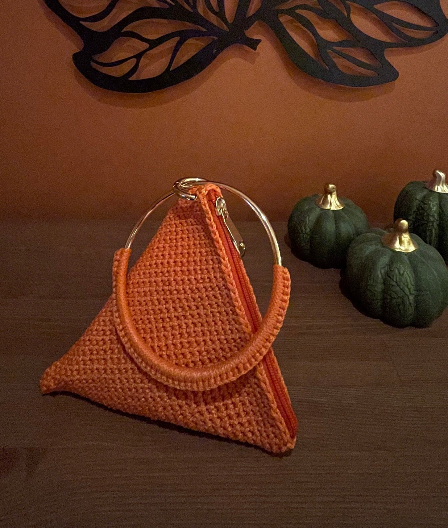 Pyramid Triangle Crochet Handmade Purse, Small Knitted Hand Bag, Hoop ...