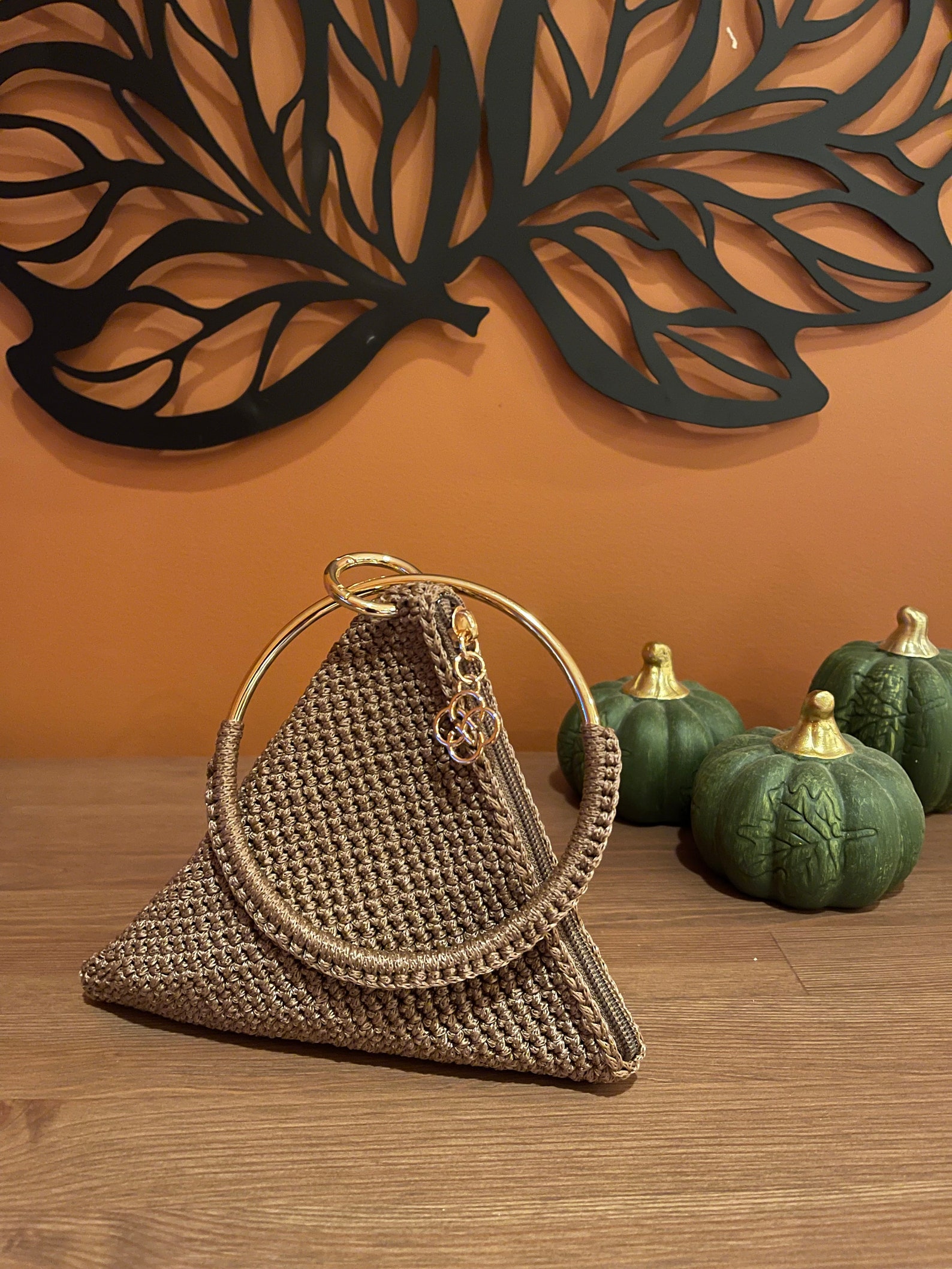 Pyramid Triangle Crochet Handmade Purse, Small Knitted Hand Bag, Hoop ...
