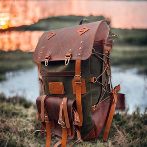 Handmade | Bushcraft Backpack | Canvas Leather Backpack | 50 L | Daily ...