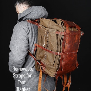 80 Liter | Camping Backpack | Bushcraft Backpack |leather Canvas ...