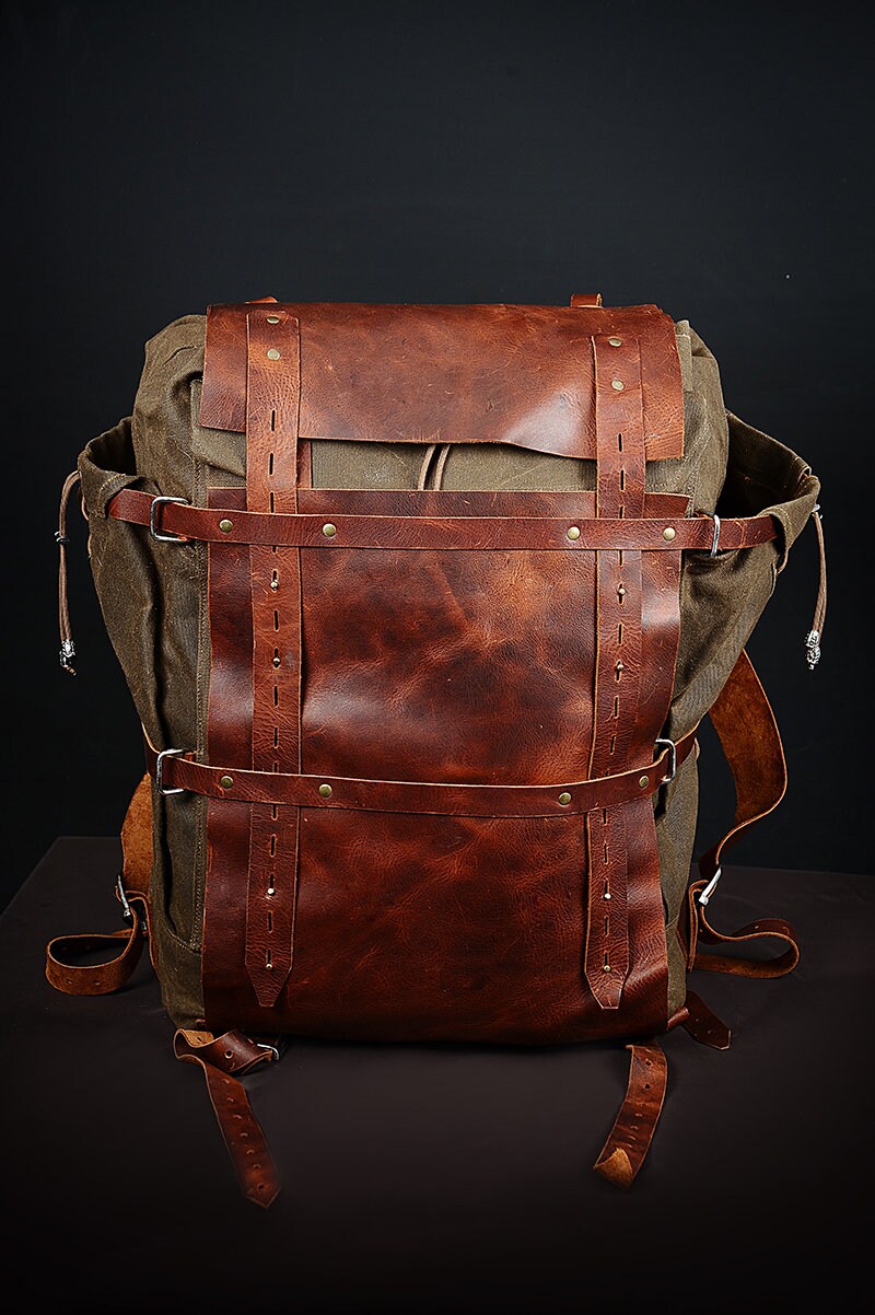 80 Liter | Camping Backpack | Bushcraft Backpack |leather Canvas ...