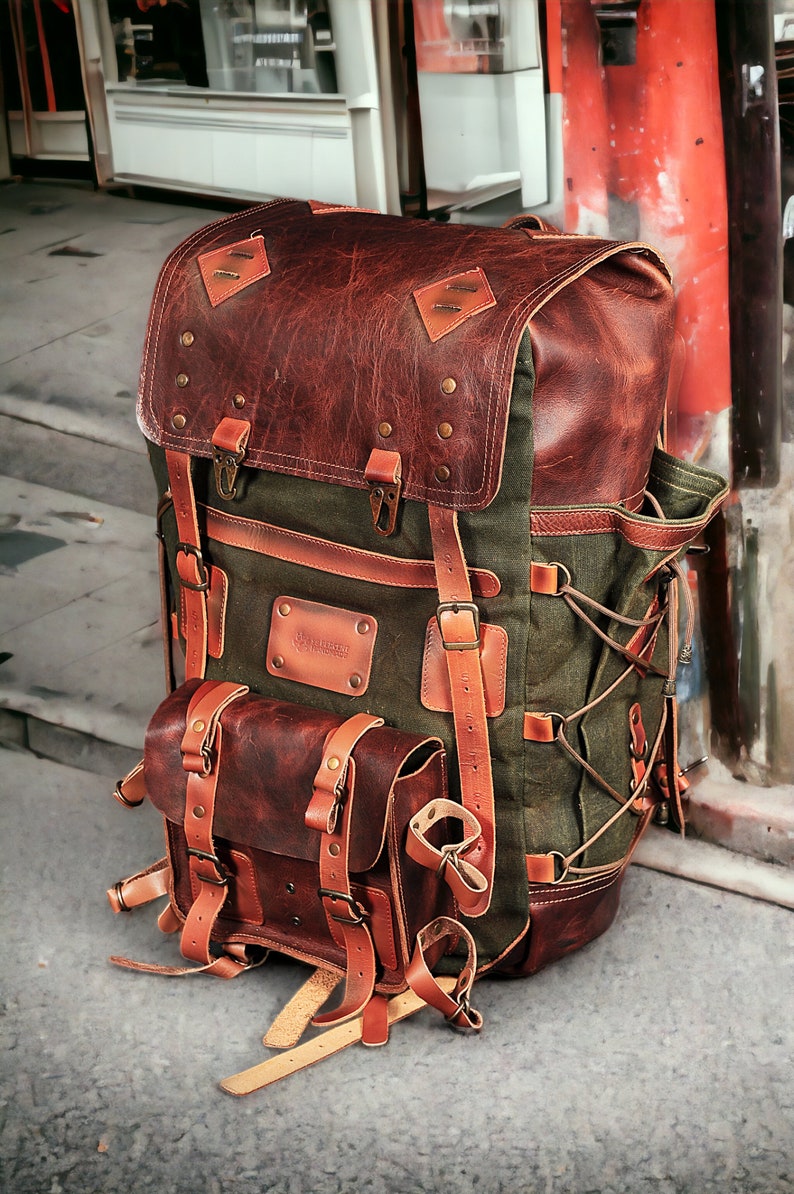 Limited Handmade Leather and Canvas Backpack | Travel Backpack ...