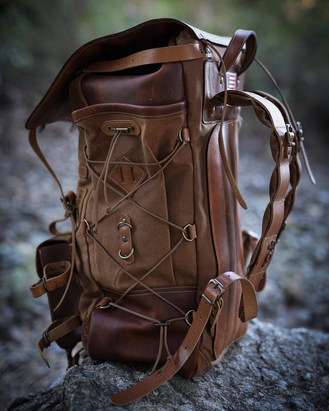 Handmade Hiking Camping Backpack Leather and Waxed Canvas - Etsy