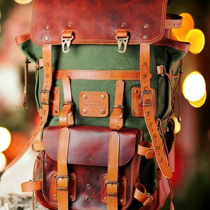 Handmade | Bushcraft Backpack | Leather Canvas Backpack | 50 L | Daily ...