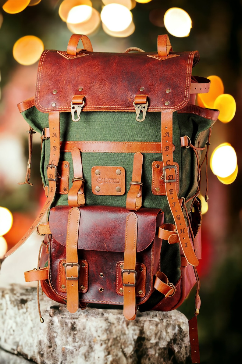 Handmade | Bushcraft Backpack | Leather Canvas Backpack | 50 L | Daily ...
