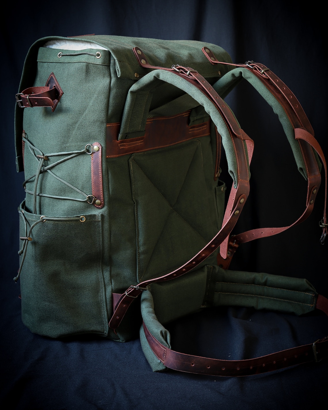 Handmade Leather Waxed Canvas Backpack for Travel Camping - Etsy