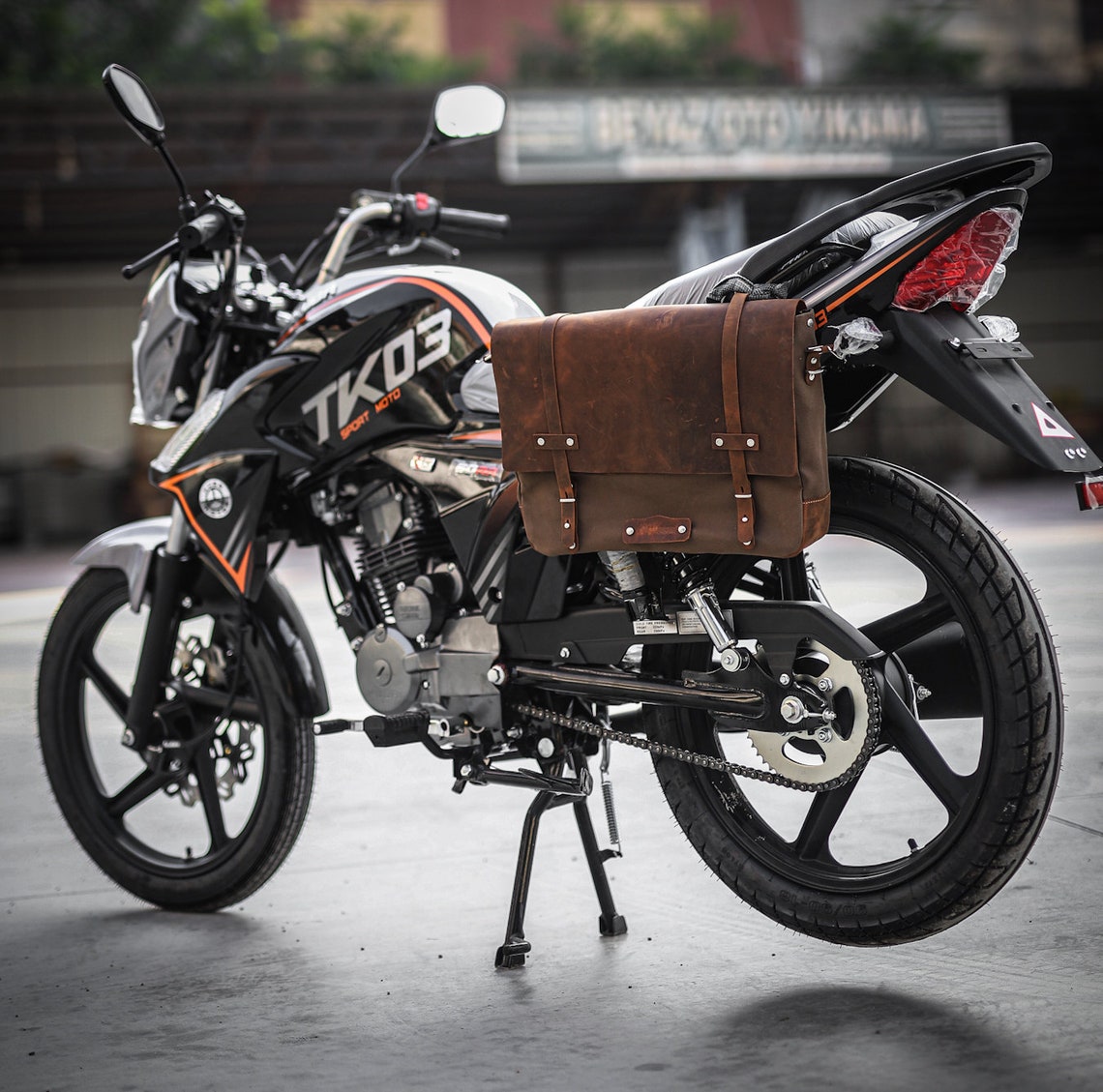 Custom Motorcycle Side Bag, Personalized Motorcycle Bag in Waxed Canvas ...