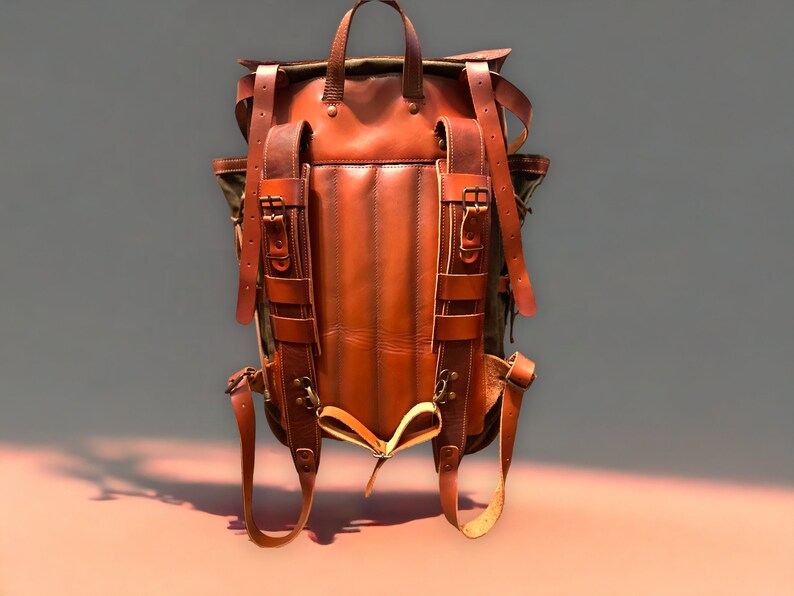 Camping Backpack Bushcraft Backpack 50 L Canvas Leather - Etsy