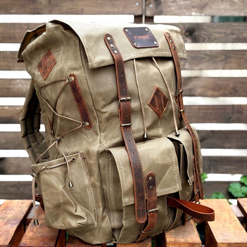 Waxed Canvas Backpack - Etsy