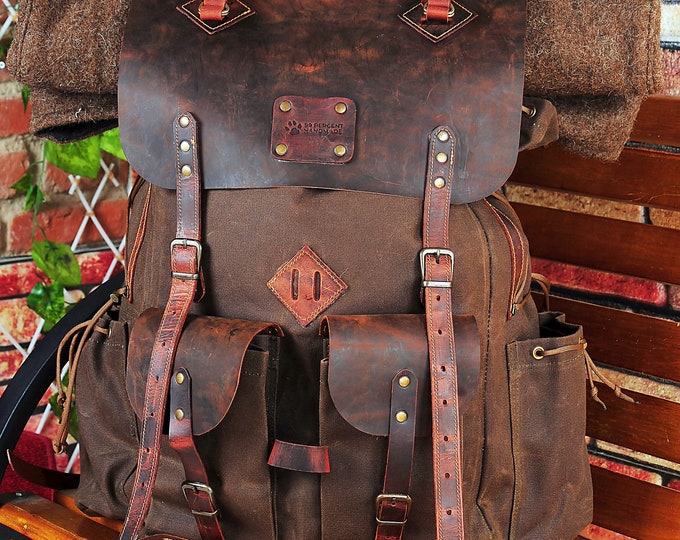 24 Hours Tested 50L Custom Leather Canvas Bushcraft - Etsy