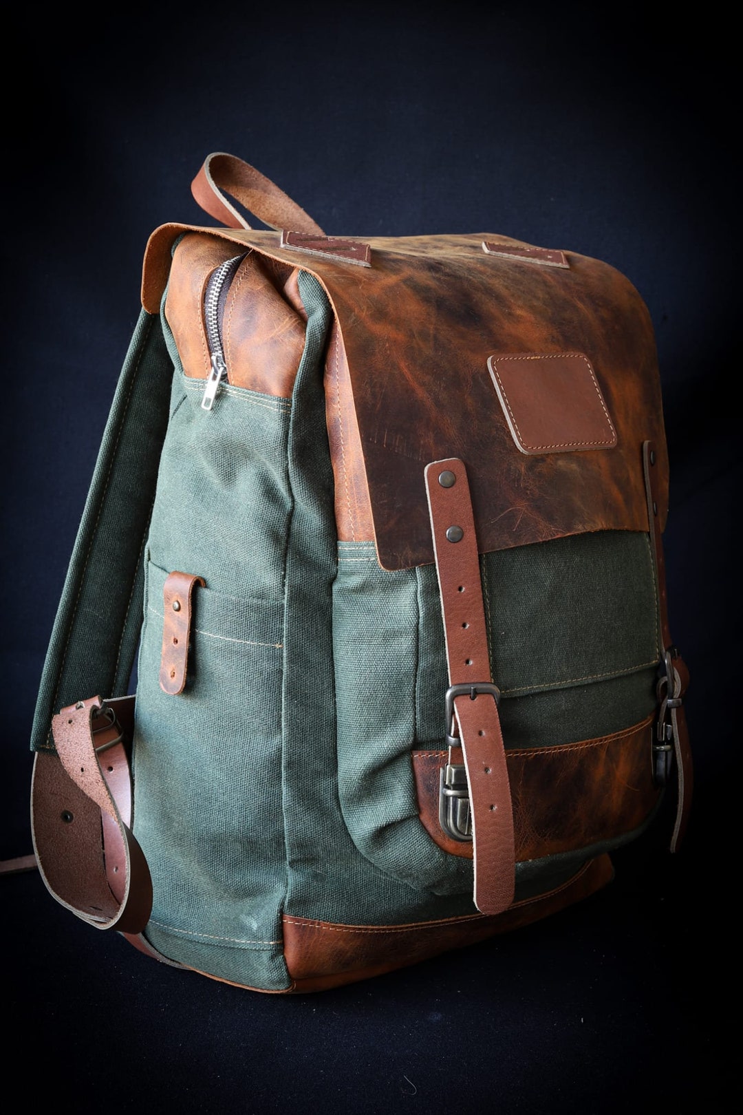 With Zipper | Handmade | Hiking Backpack | Daypack | Custom | Leather ...