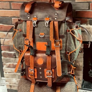 Bushcraft Leather Backpack | Camping Rucksack | Handmade Waxed Canvas ...