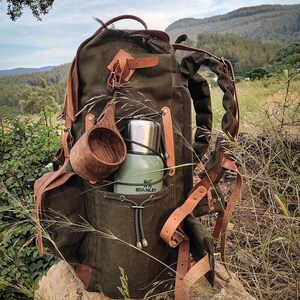 Handmade Bushcraft Backpack Leather and Canvas 30 Liter to 80 Liter ...