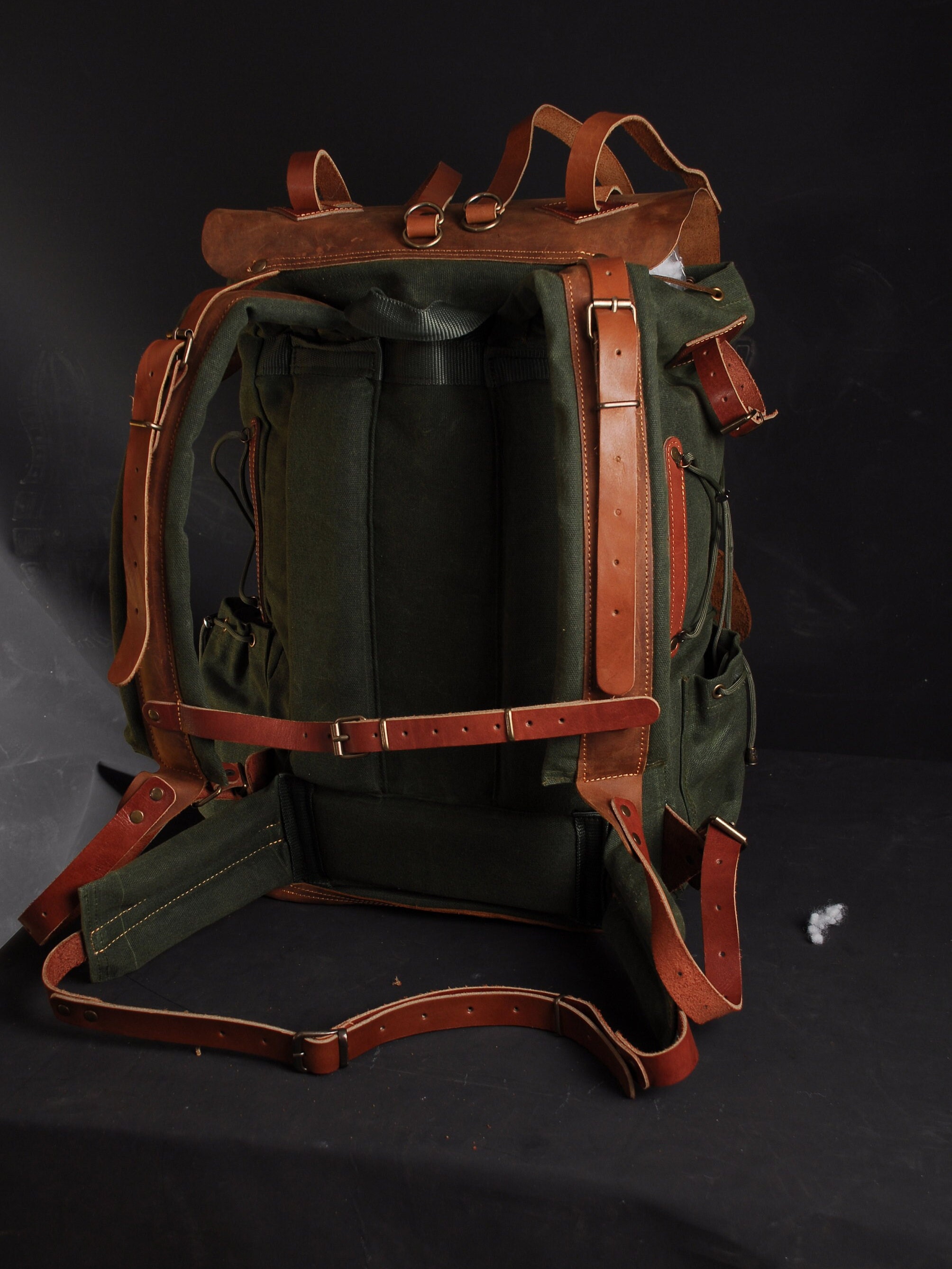 Handmade Bushcraft Backpack Camping Backpack Leather and Waxed Canvas ...