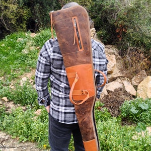 Handmade | Brown-tan Leather Shotgun Bag | Leather Rifle Bag | Shotgun ...