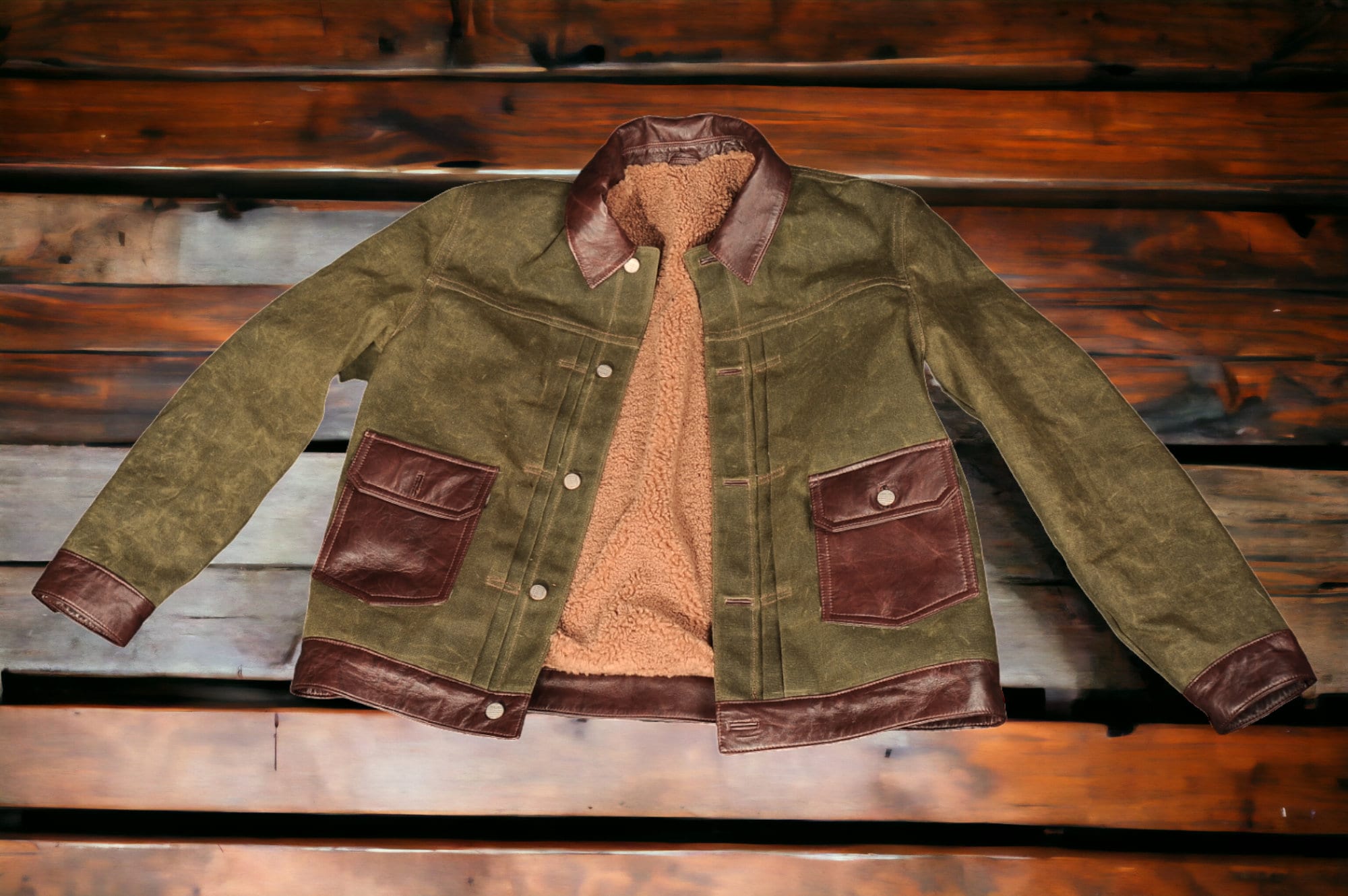 Leather Waxed Canvas Jacket Biker Jacket Handmade Jacket - Etsy UK