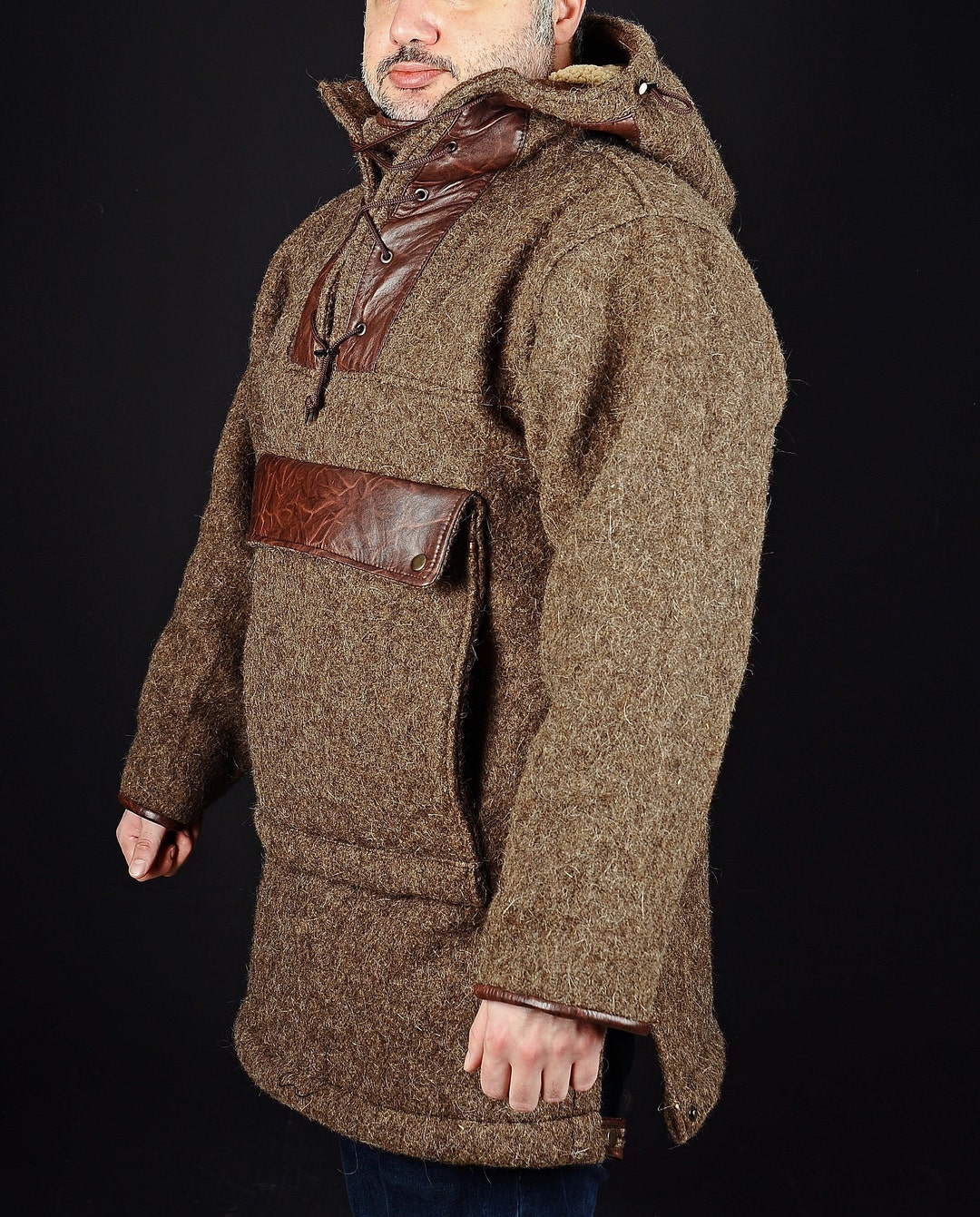 Tailormade Bespoke Brown Anorak With Leather Details, Small to 8xlarge ...