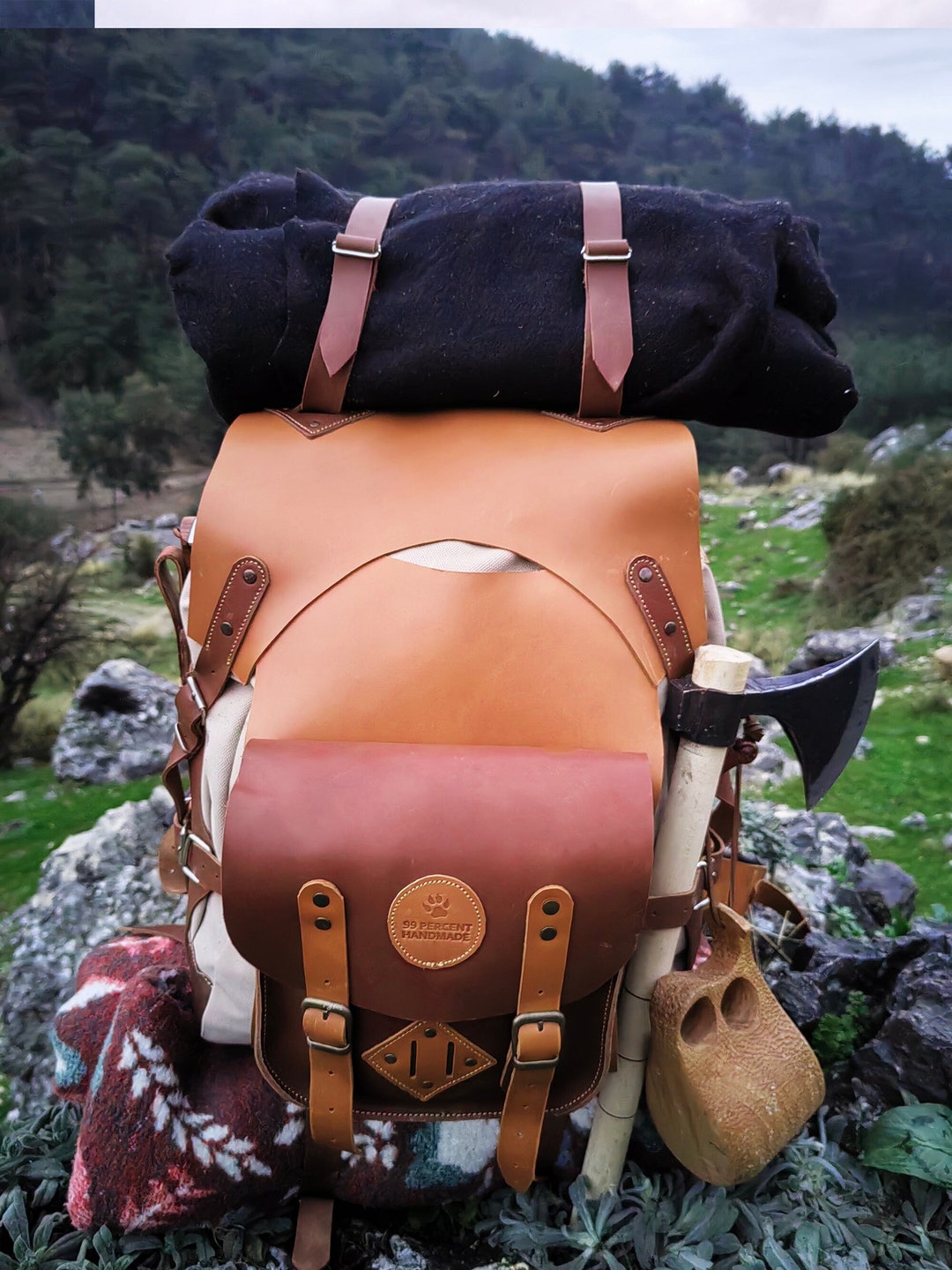 New Model Handmade Leather and Waxed Backpack for Travel, Camping ...