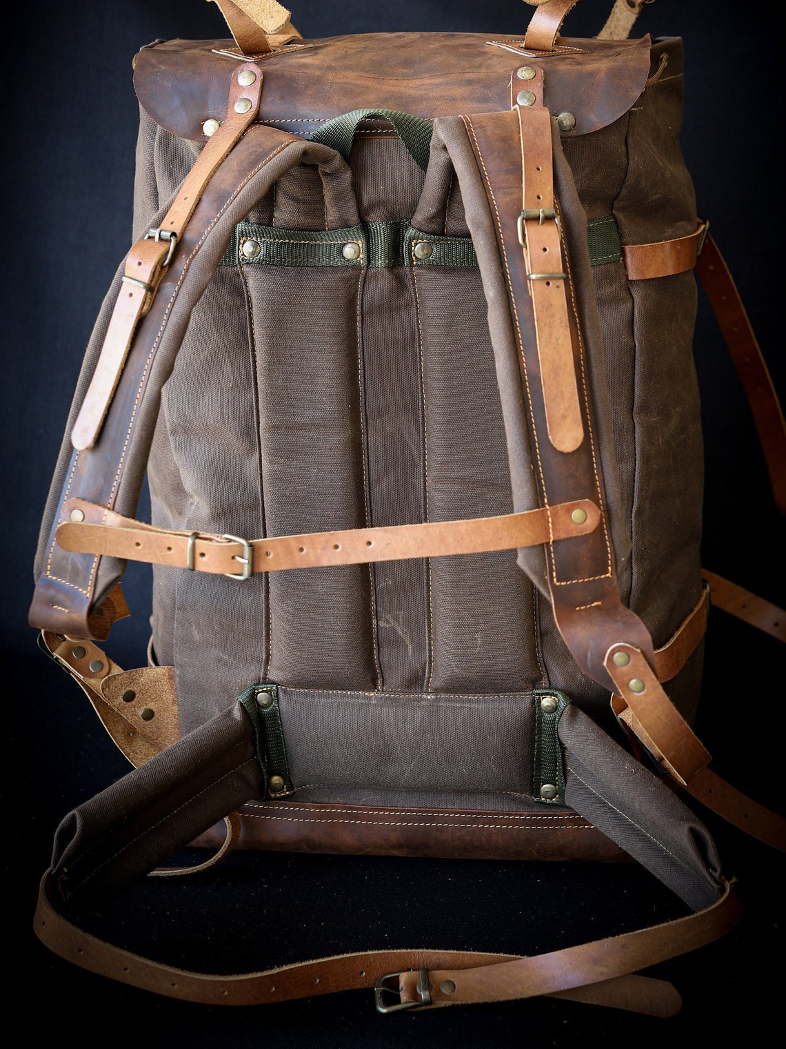 Bushcraft Handmade Waxed Canvas Backpack Leather Backpack - Etsy
