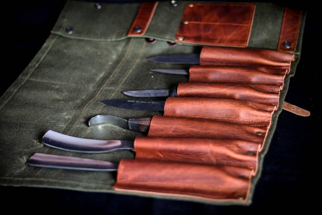 Full Bushcraft Bundle Set Details Canvas and Leather Knife Bag - Etsy