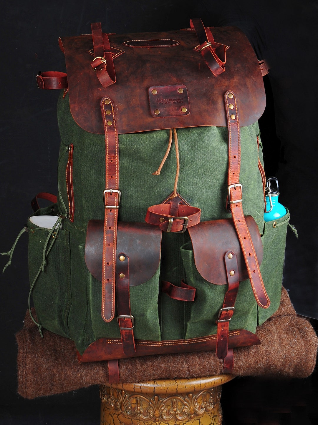 Green Bestseller | Leather Backpack | Waxed Canvas Bag | Travel ...