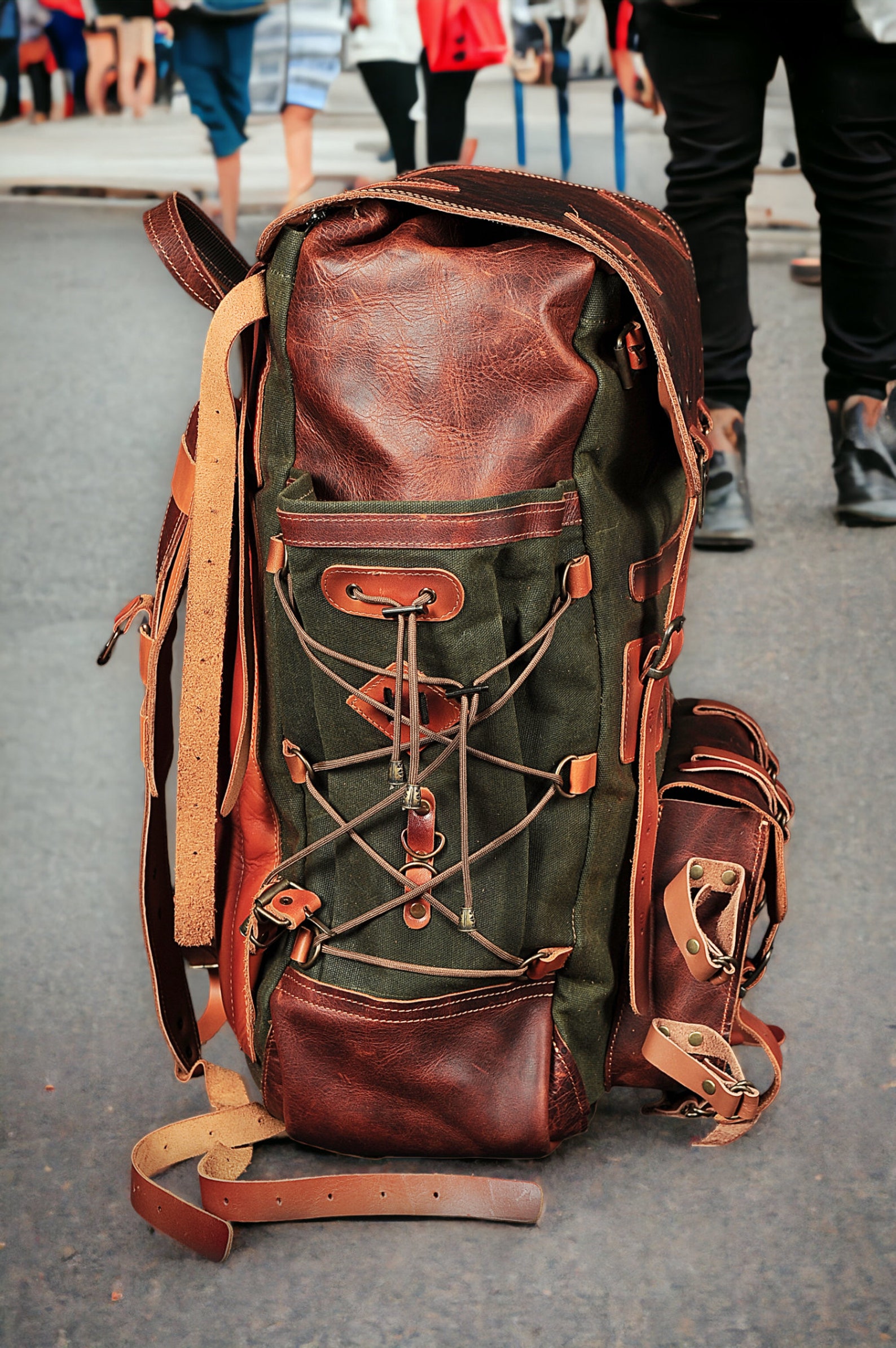 Limited Handmade Leather and Canvas Backpack | Travel Backpack ...