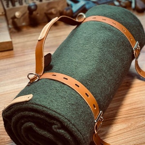 Bushcraft Wool Blanket, Sleeping Bag, Handmade Leather Strap, Camping ...