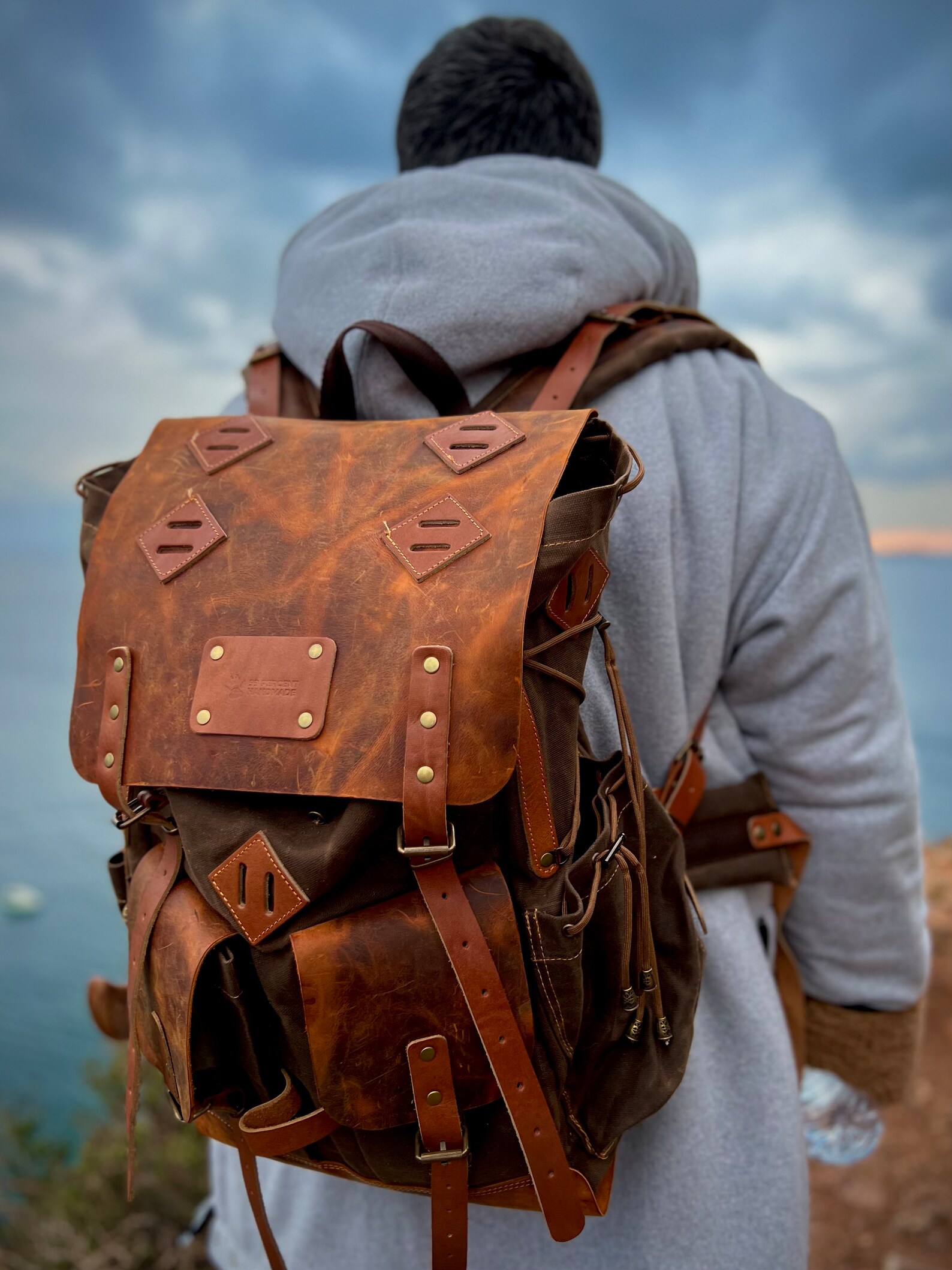 50L | Camping Backpack | Bushcraft Backpack | Brown - Green | Handmade ...