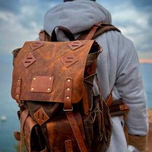 50L | Camping Backpack | Bushcraft Backpack | Brown - Green | Handmade ...