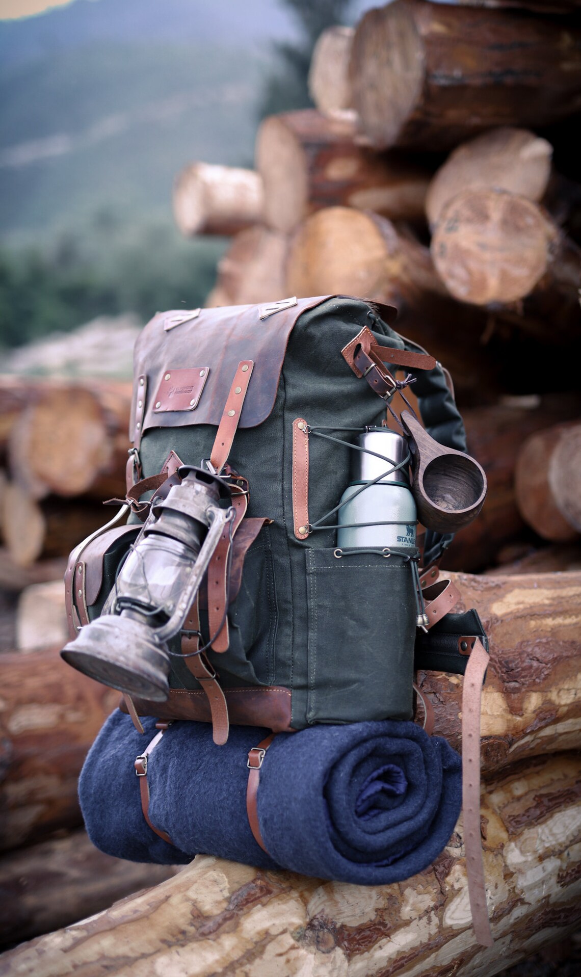 30L to 80L | Brown-green | Camping Backpack | Bushcraft Backpack ...
