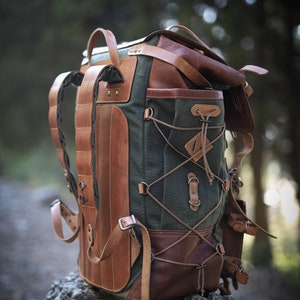 For Dferoz Handmade Leather Backpack | Special Color | Waxed Canvas ...